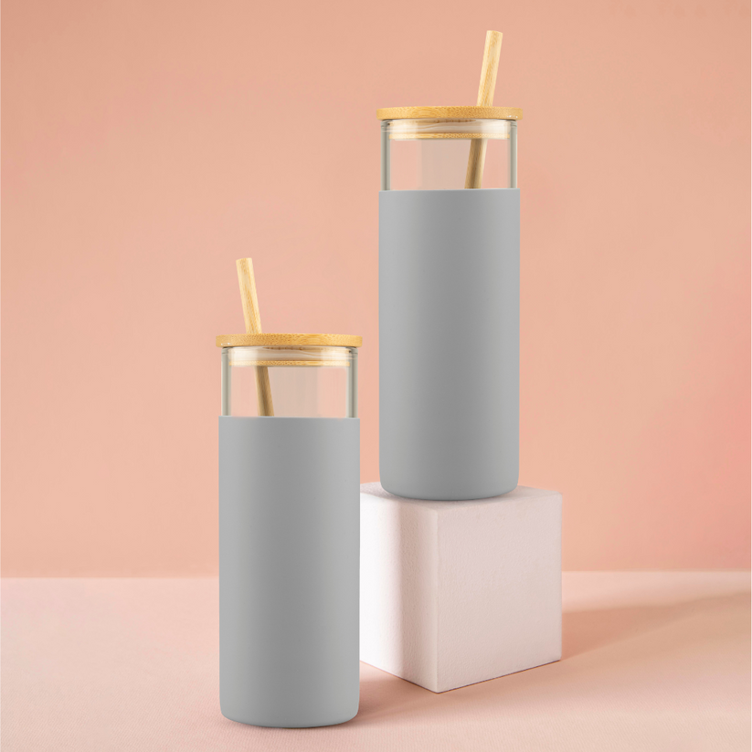 Glass Sipper with Bamboo Lid & Straw – Eco Tumbler - The Bamboo Bae